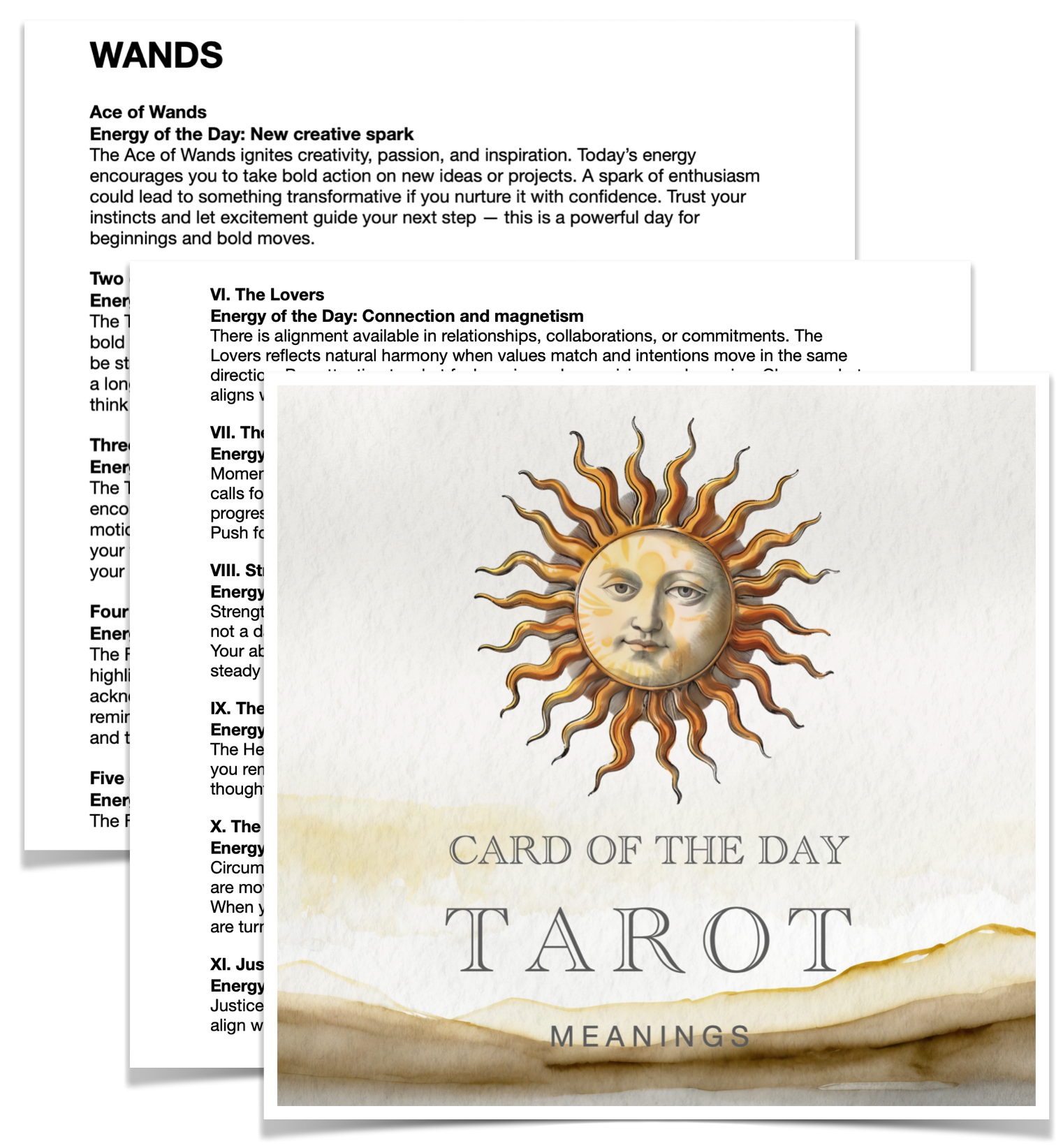 Card of the Day Tarot Meanings Daily Guide, Digital Download PDF ...